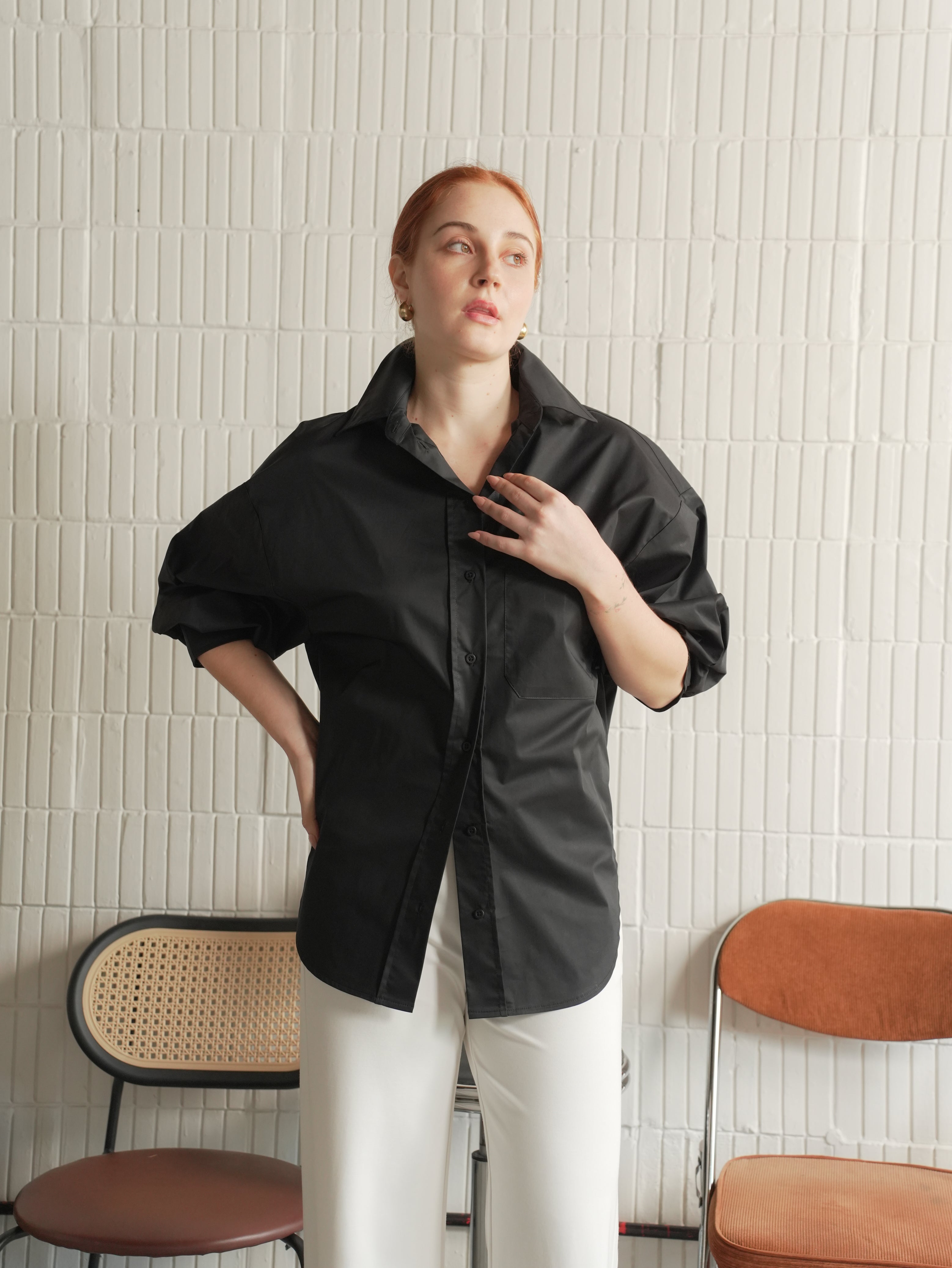 Carmela uneven hem polo top – Mosaic